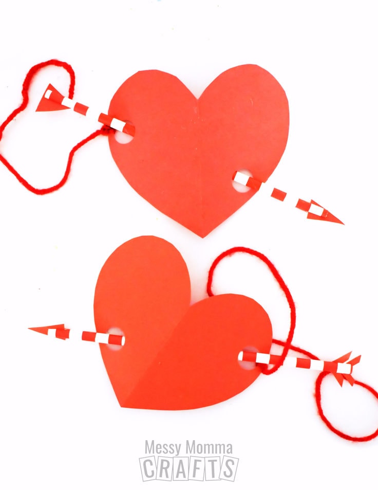 Cupid’s Arrow Valentine's Day Heart Craft - Messy Momma Crafts