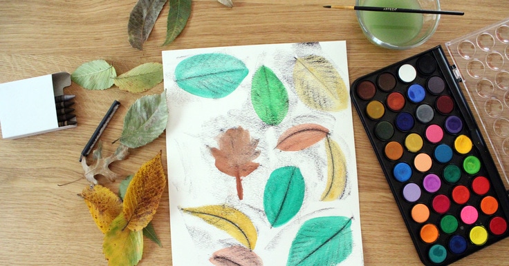 Leaf Rubbing Crayon Resist Art Activity - Messy Momma Crafts