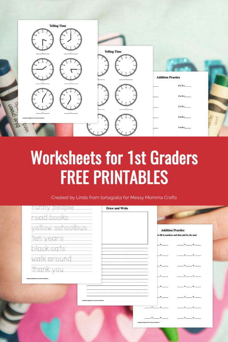Free Printable Worksheets for 1st Graders - Messy Momma Crafts