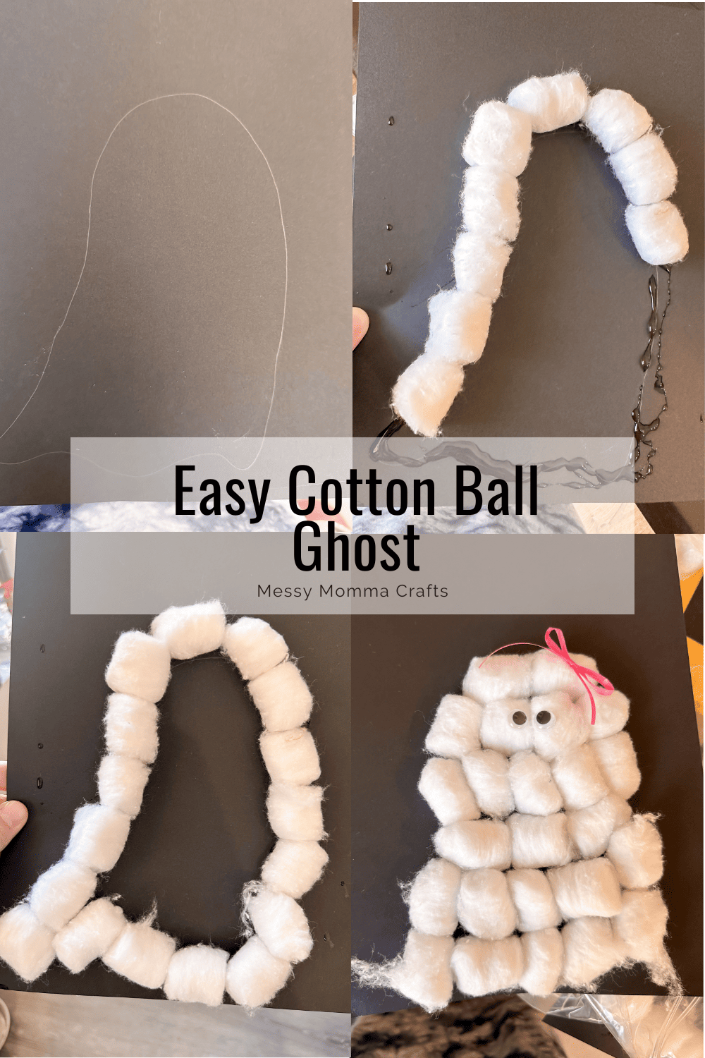 Easy Cotton Ball Ghost Messy Momma Crafts